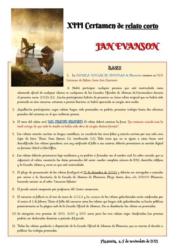 XIII Certamen de relato corto Jan Evanson - PlasenciaDigital