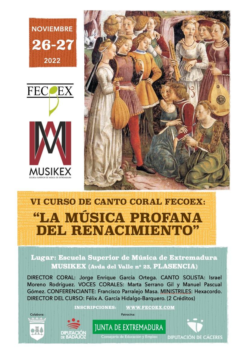 VI Curso de Canto Coral Fecoex 'La música profana del renacimiento ...